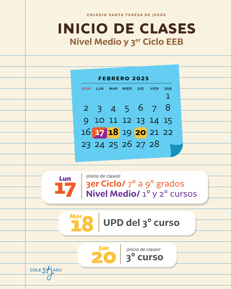 Fechas De Inicio De Clases 2025 Colegio Santa Teresa De Jesús